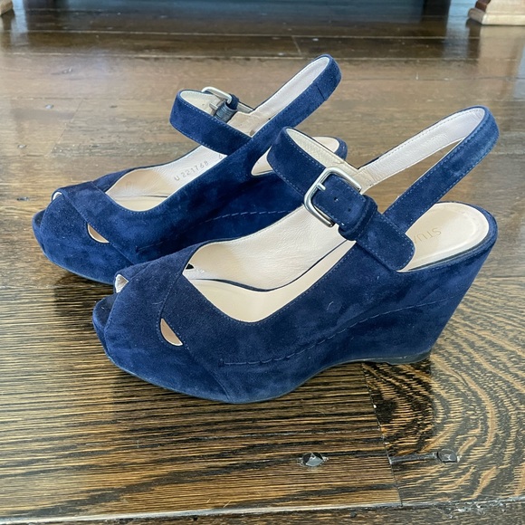 Stuart Weitzman | Shoes | Stuart Weitzman Blue Suede Peep Toe Platform ...